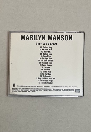 MARILYN MANSON Lest We Forget CD 2004, Promo only, in Mint unused ...