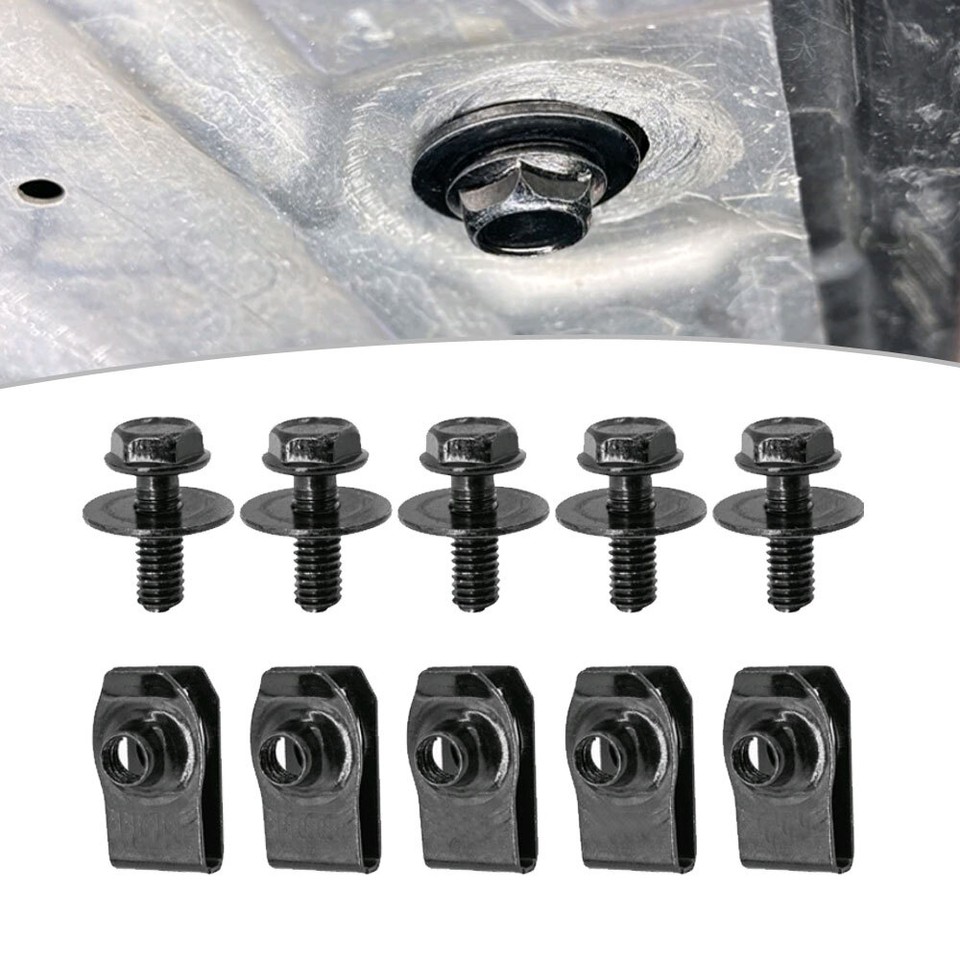 5x Car Body Bolts & U-nut Clips Engine Under Cover Splash Shield Guard ...