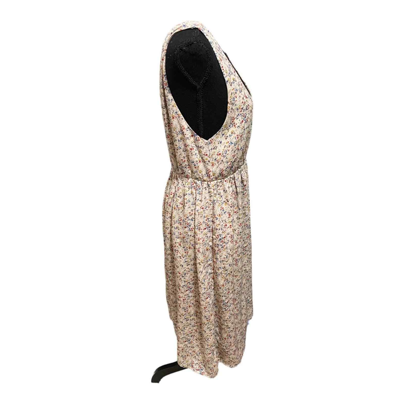 Polagram Taupe Floral Dress with Plunging V Neck - Gem