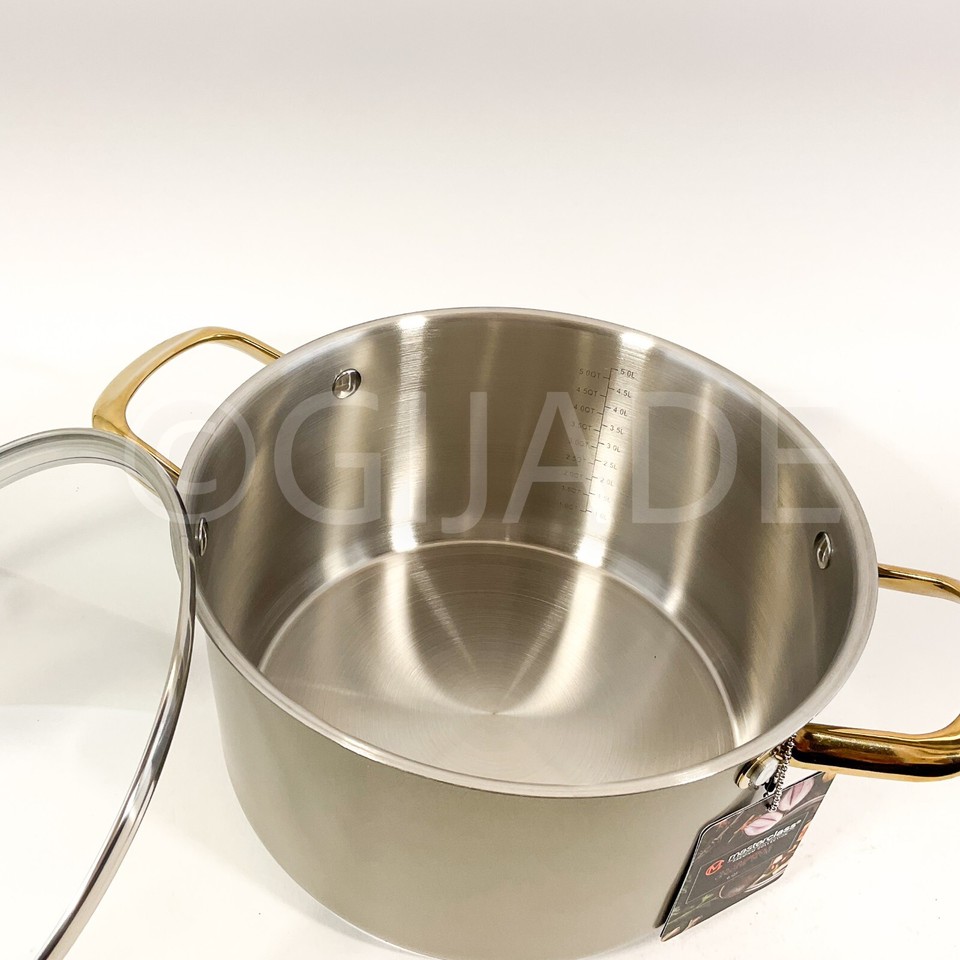 Masterclass Cookware Stainless Steel 6-qt , 9.5 inches Taupe Casserole ...