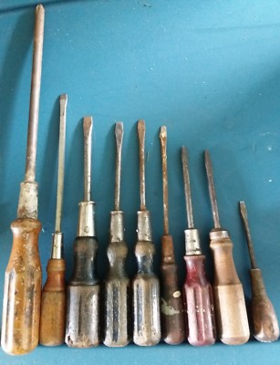 9 Vintage Wooden Handled Screwdrivers | eBay