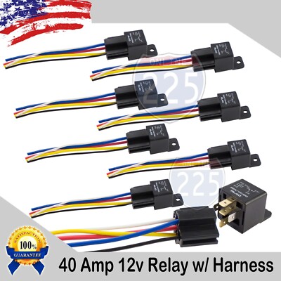 12 Volt 40 AMP SPDT Automotive Marine Relay with Wire Harness Socket (8 ...