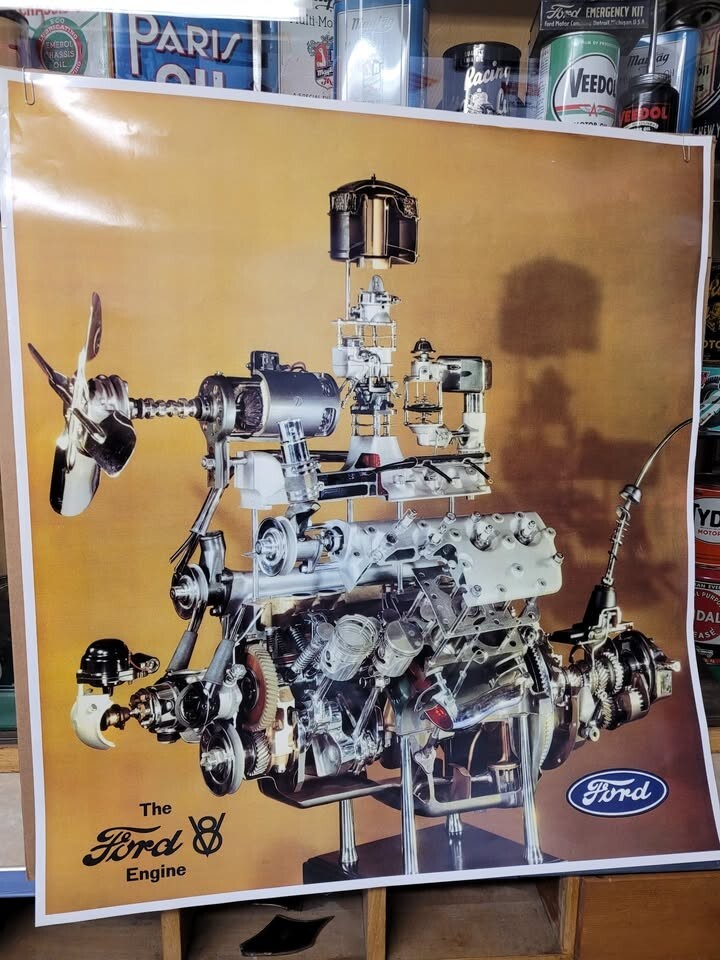 1936 Ford V8 Engine Poster New Original Hard To Find | eBay
