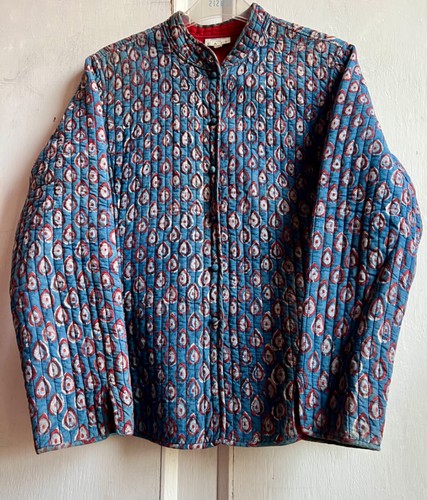 Lovely *ANOKHI for EAST* Vintage Blue Block Print Quilted Kantha Jacket ...