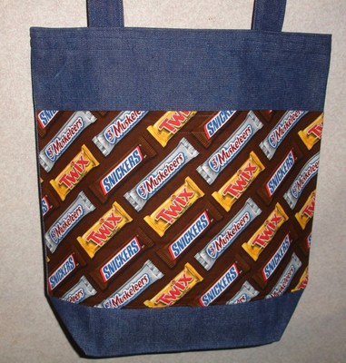 NEW Large Denim Tote Bag Handmade/w Twix®, Three Musketeers® Snickers ...