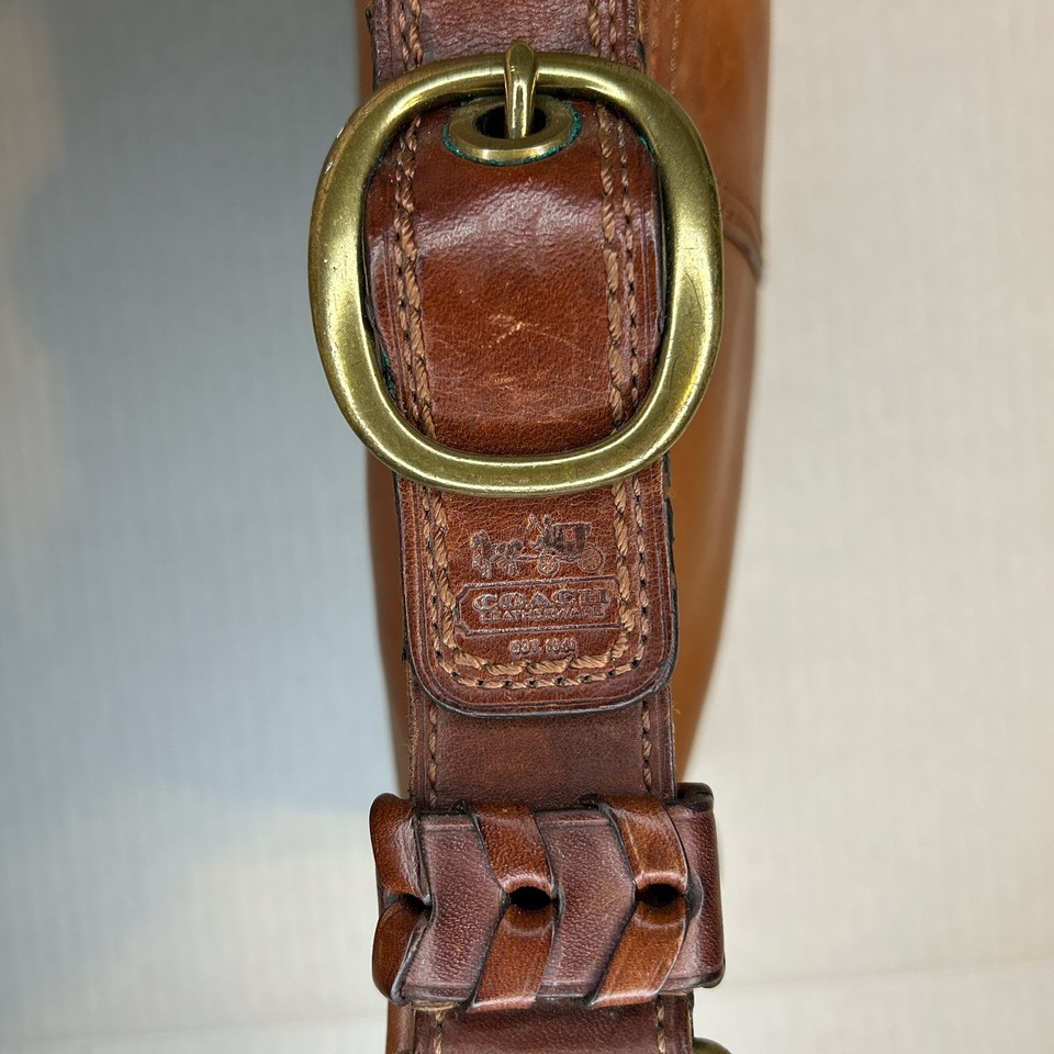 Vintage COACH Bleecker Tattersall Brown Whiskey Leather Shoulder Bag ...