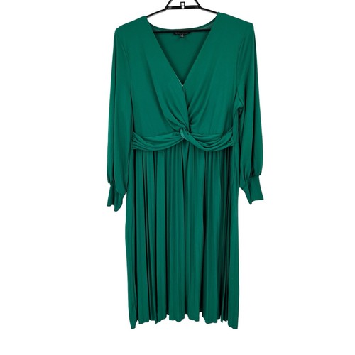 Eloquii Dress Castleton midi knot front pleated skirt green size 20 | eBay