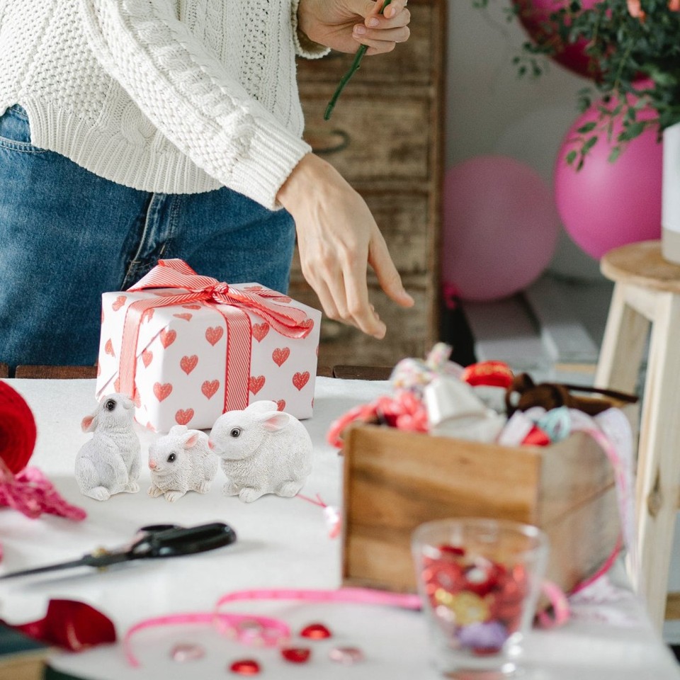 3 Pcs Bunnie Decor Lovely Rabbit Adornment Decoration Toy Animals | eBay
