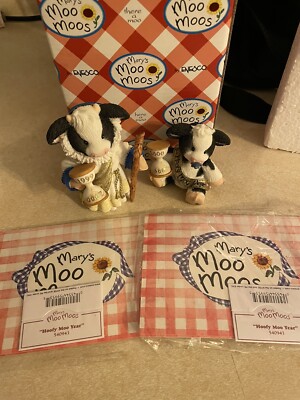 Mary’s Moo Moos Hoofy New Year by Enesco Set Of 2 Father Time / Baby | eBay