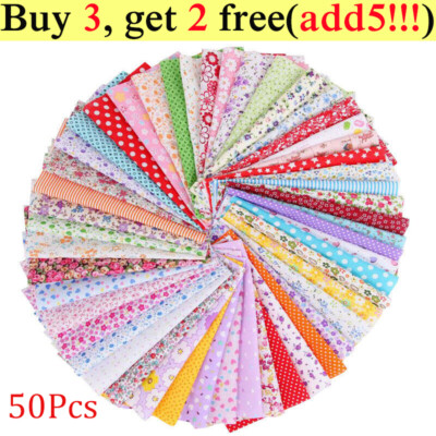 50Pcs Patchwork Squares Fabric Charm Packs Assorted Fat Cotton DIY ...
