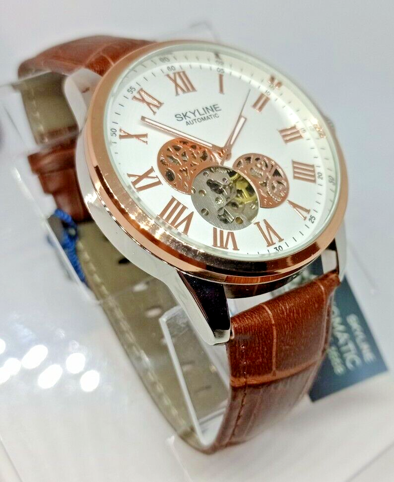 Men's Automatic Skyline Watch, Sapphire Glass, Elegant, Rose Gold ...