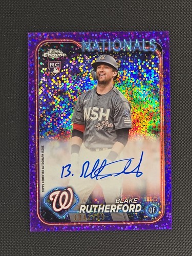 2024 Topps Chrome Blake Rutherford RC Rookie Auto Purple Speckle 104/ ...