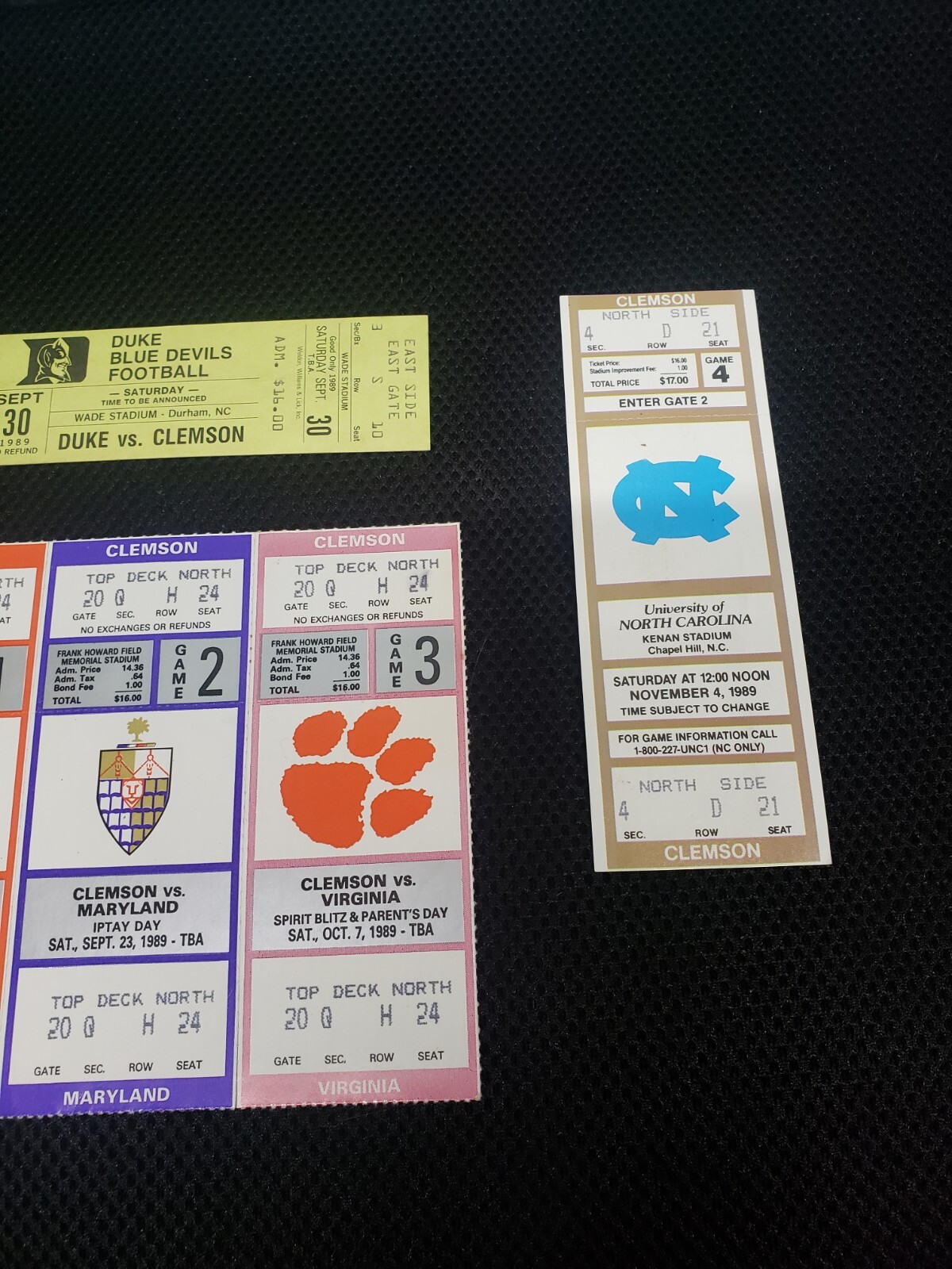 Vintage '89 Clemson Tiger Ticket Stubs Collage Football | eBay