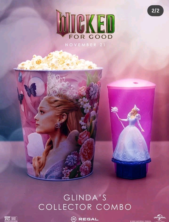 Wicked 2 Glinda Popcorn Bucket & light up Cup Set Regal Theaters ...