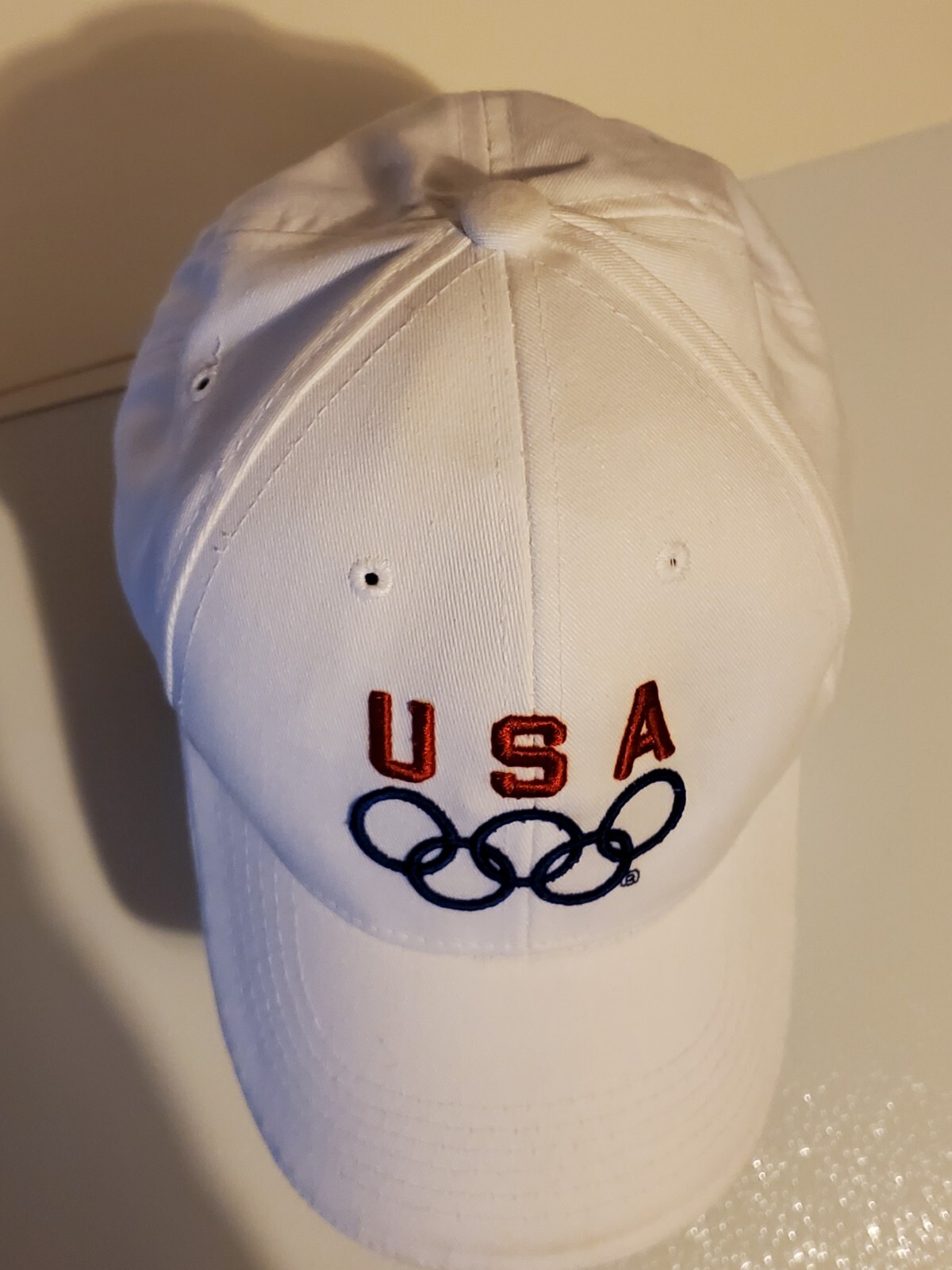 USA Olympics Hat White Adjustable USA Flag - Gem
