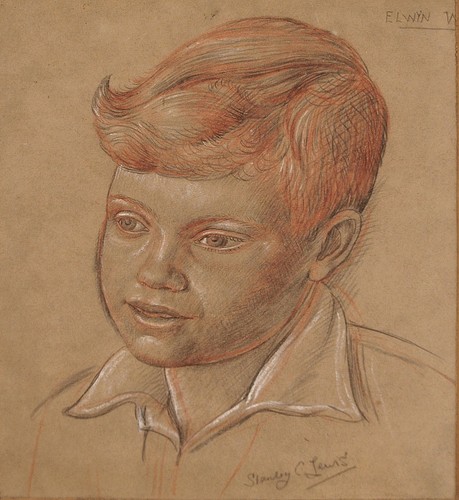 Stanley Lewis (1905 –2009) Chalk, graphite study of young boy 'Elwyn ...