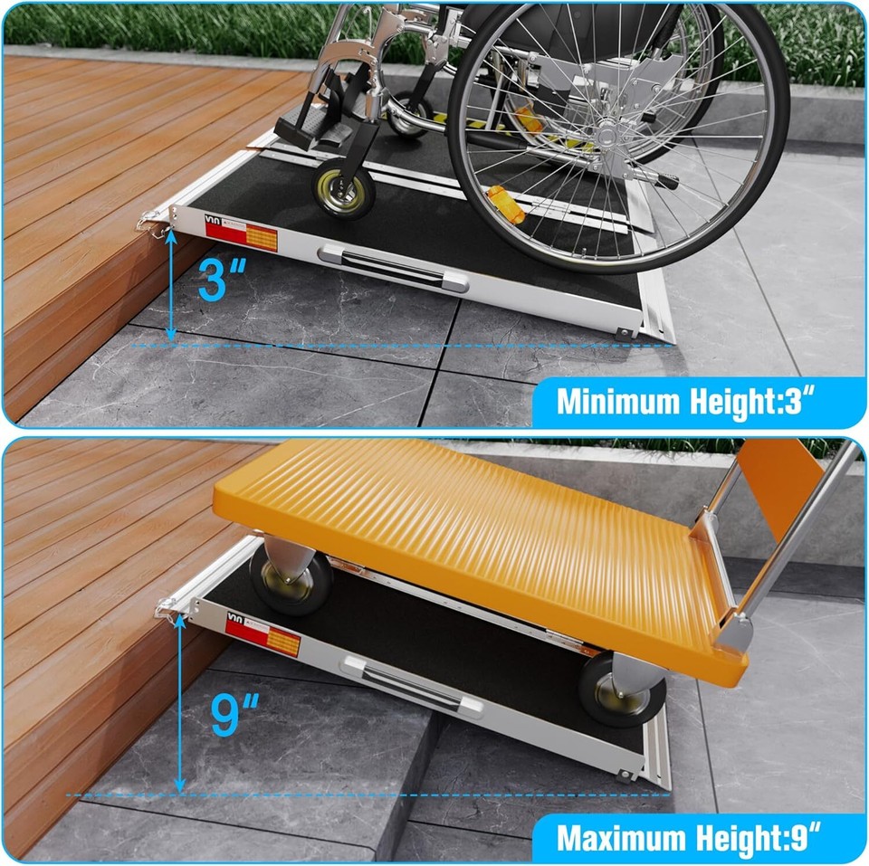2-10ft Folding Aluminum Wheelchair Ramp Portable Mobility Scooter Non ...