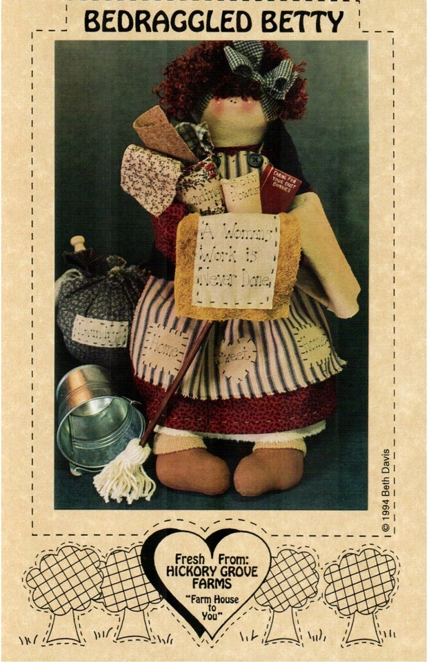 Bedraggled Betty 17 In Country Doll Sewing Pattern Primitive Folk Art ...