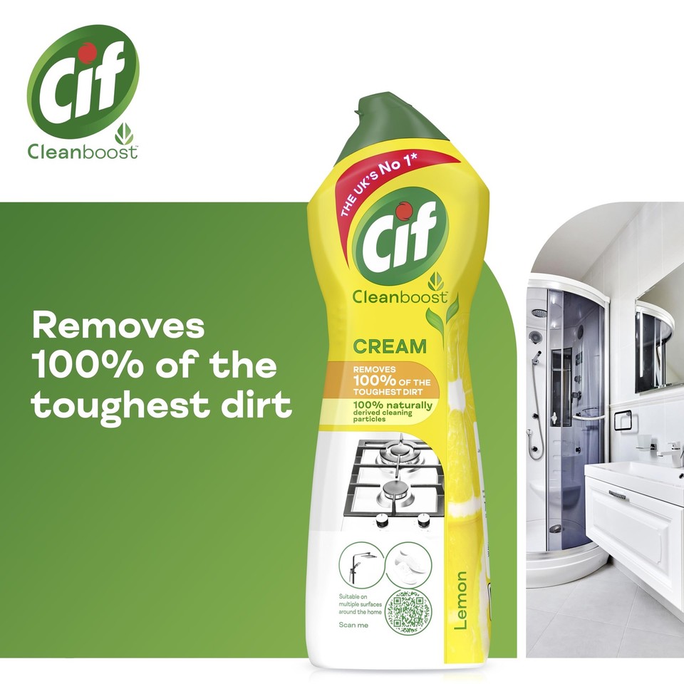 Cif Lemon Cream Cleaner 750ml Multipurpose Surface Cleaner Tough Dirt ...