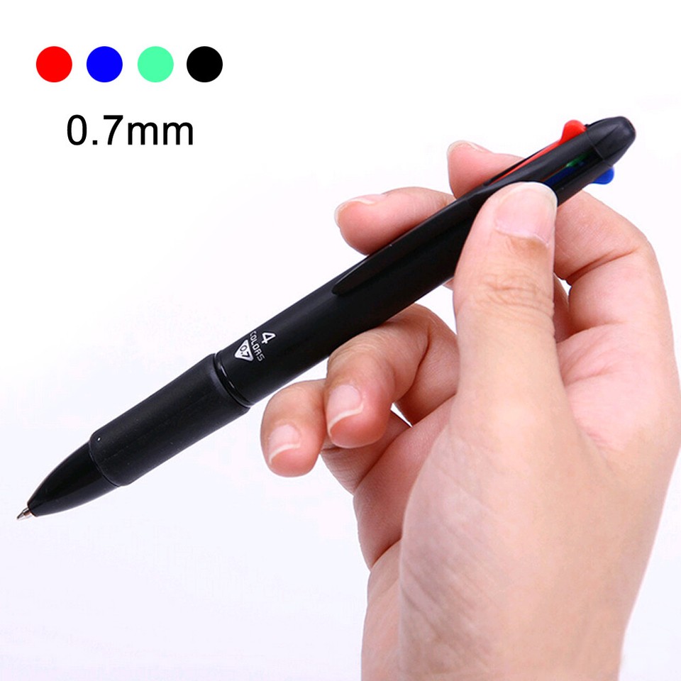 4in1 Multi-color Retractable Ballpoint Pen 0.7mm Fine Pen Tip Office ...