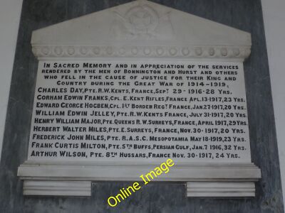 Photo 12x8 War memorial in St Rumwold's Church, Bonnington Bilsington ...