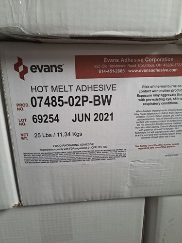 Evans Adhesive 7485 Hot Melt Pellets Glue Chips 25 Lb FDA Food ...