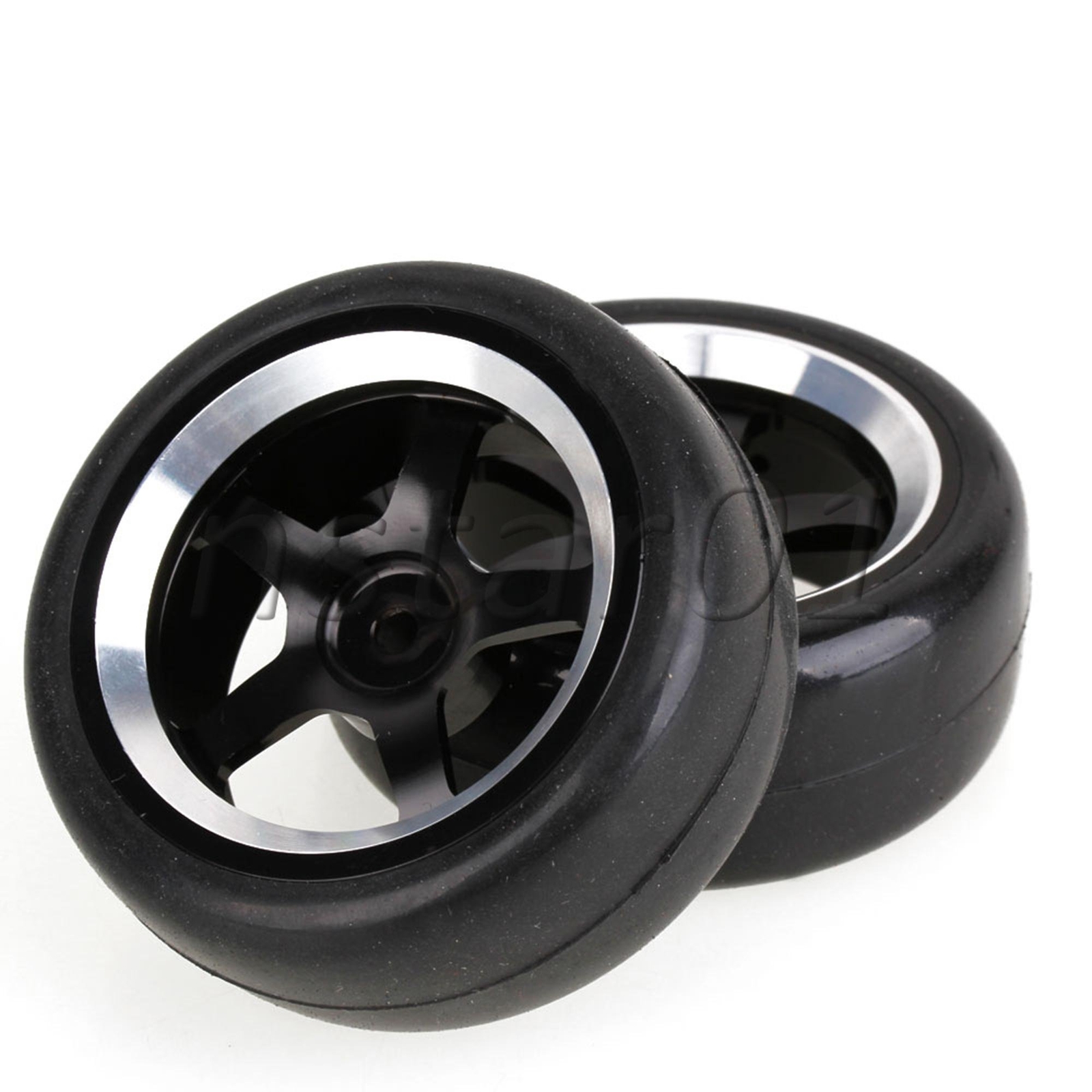 Rubber Smooth Tires+5-Spoke Aluminum Wheel Rims for RC1:10 On-road Car ...