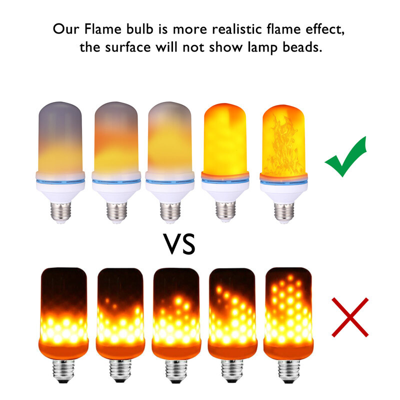 LED Flame Light Bulb 4 Modes Flickering Bulbs Upside Down Effect E26 ...