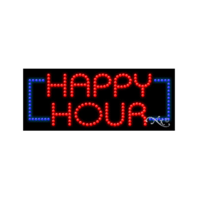 NEW “HAPPY HOUR" w/BORDER 27x11 SOLID & ANIMATED LED SIGN wCUSTOM ...