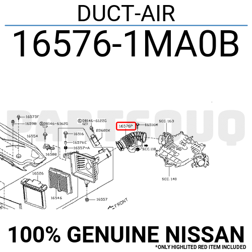 165761MA0B Genuine Nissan DUCT-AIR 16576-1MA0B | eBay