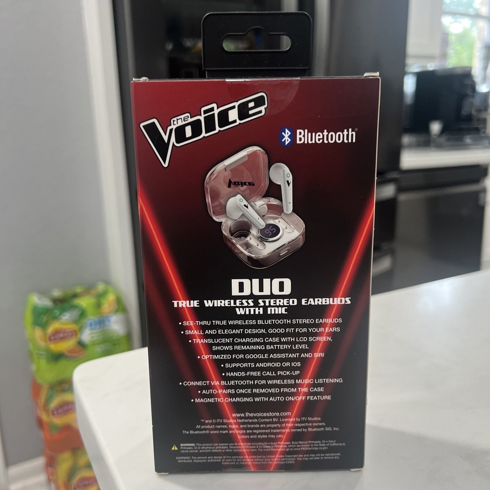 The Voice Duo True Wireless Stereo Earbuds W/ Mic Charging Case LCD ...