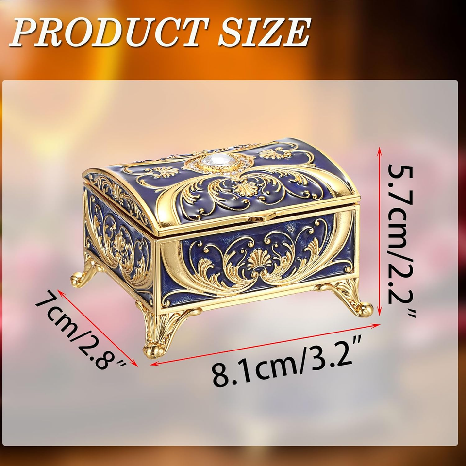 Treasure Chest Jewelry Box Small Enamel Jewelry Box Hand Painted ...