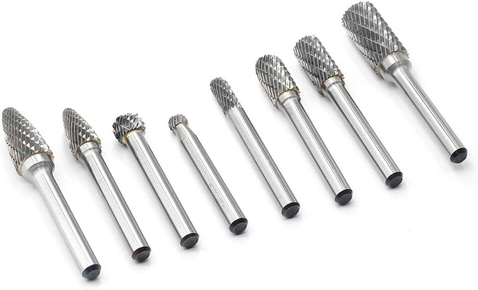 8Pcs Tungsten Carbide Burrs Rotary Burr Set Head 1/4'' Shank Die ...
