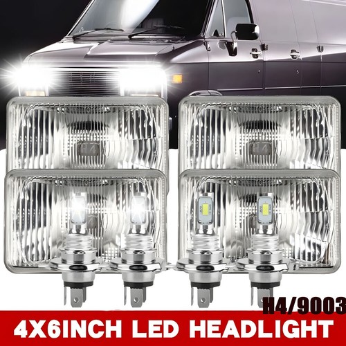 4PCS 4x6'' LED Headlights Hi/Lo H4 Lamp For GMC C1500 Suburban G2500 ...