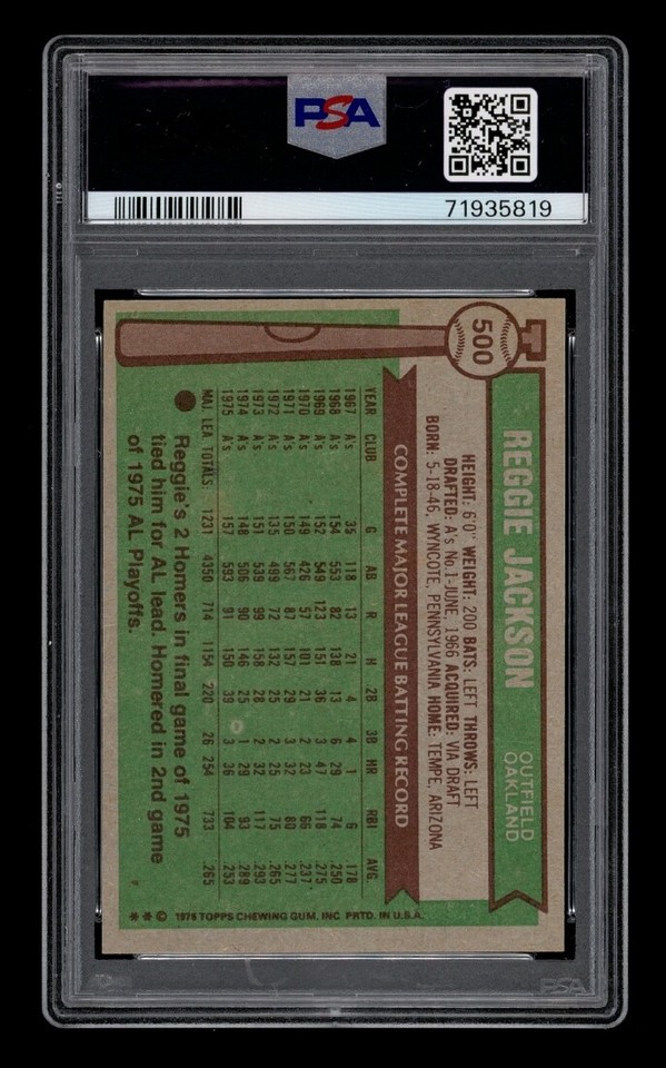 1976 Topps Set-Break #500 Reggie Jackson PSA 7 NM | eBay