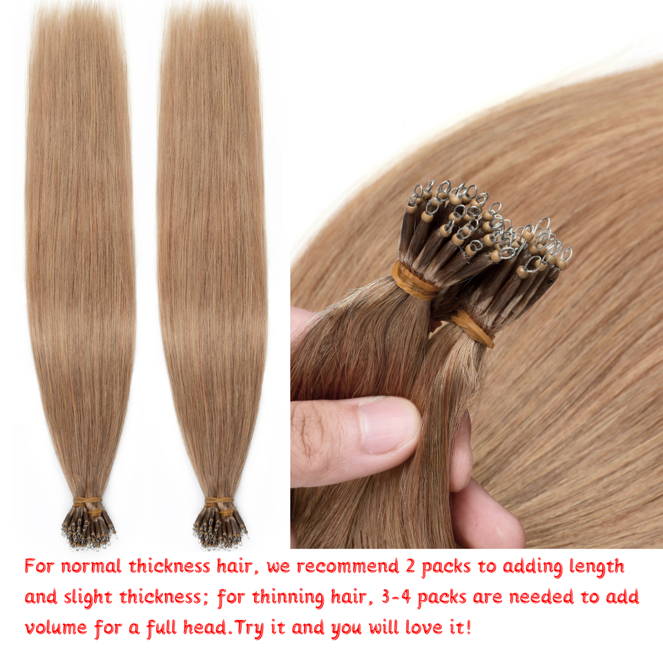 Highlight 200PCS THICK 100% Remy Human Hair Extensions Micro Loop Nano ...