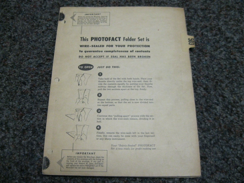 Photofact folder 503 Technical Manuals October 1960 | eBay