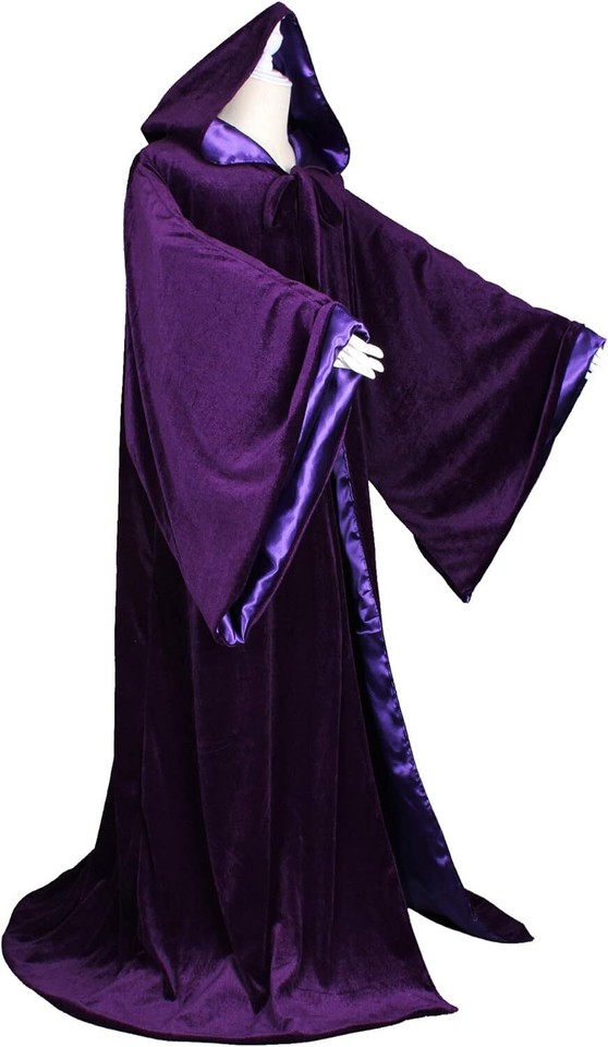 Velvet Wizard Robe with Satin Lined Hood and Sleeves | eBay