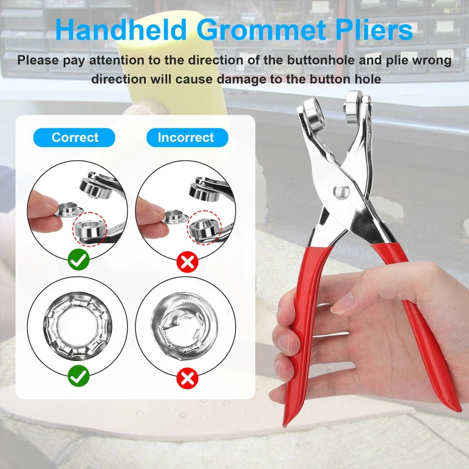 1/2" Grommet Pliers Tool Kit Punch Hole Eyelet Snap Button Leather ...