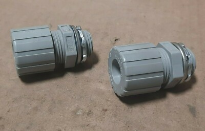 HUBBELL #½ F2 LOT OF 2 CORD CONNECTOR, NYLON GRAY, 1/2" F2, WHITE ...