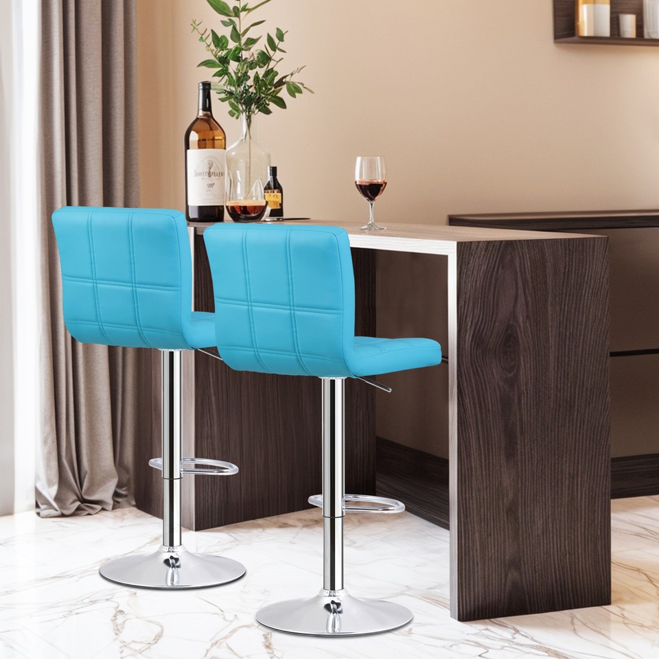 Set of 4 Modern Bar Stools w/3 Level Gas Rod Metal Frame PU Leather ...