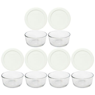 Pyrex 7200 2-Cup Glass Storage Bowl w/ 7200-PC 2-Cup White Plastic Lid ...