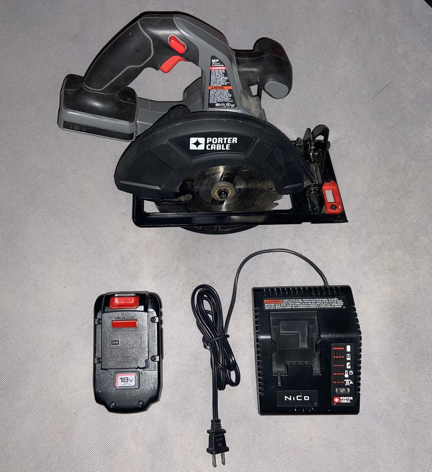 PORTER-CABLE 18 Volt Cordless 6.5” Circular Skill Saw With Battery ...