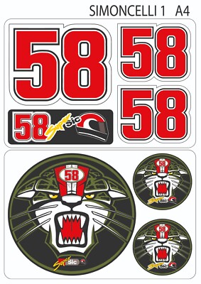MARCO SIMONCELLI 58 Racing Logos Stickers Decals Graphics Emblems Motorcycle | eBay UK