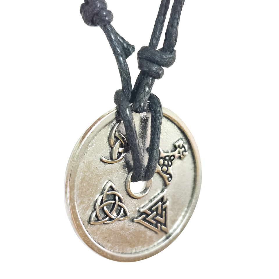 Vegvisir Rune Wheel Pendant Necklace Valknut Odin Hammer Rune Norse ...