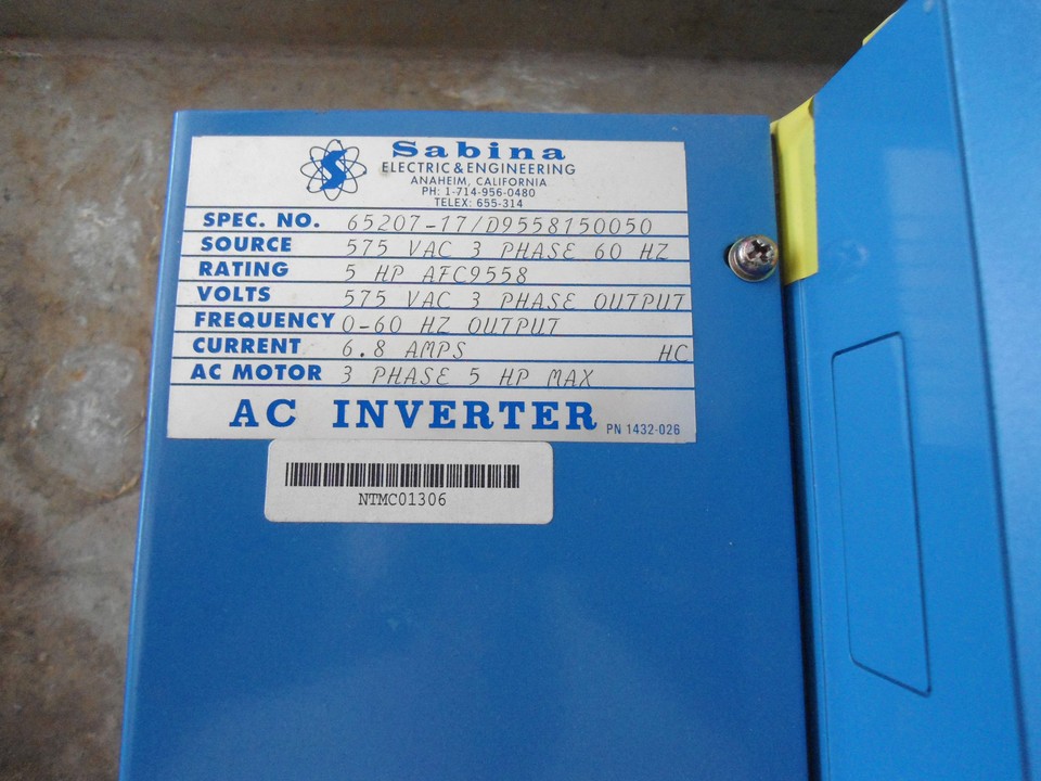 SABINA AC Inverter 5HP 575VAC 65207-17/D9558150050 Current 6.8A | eBay