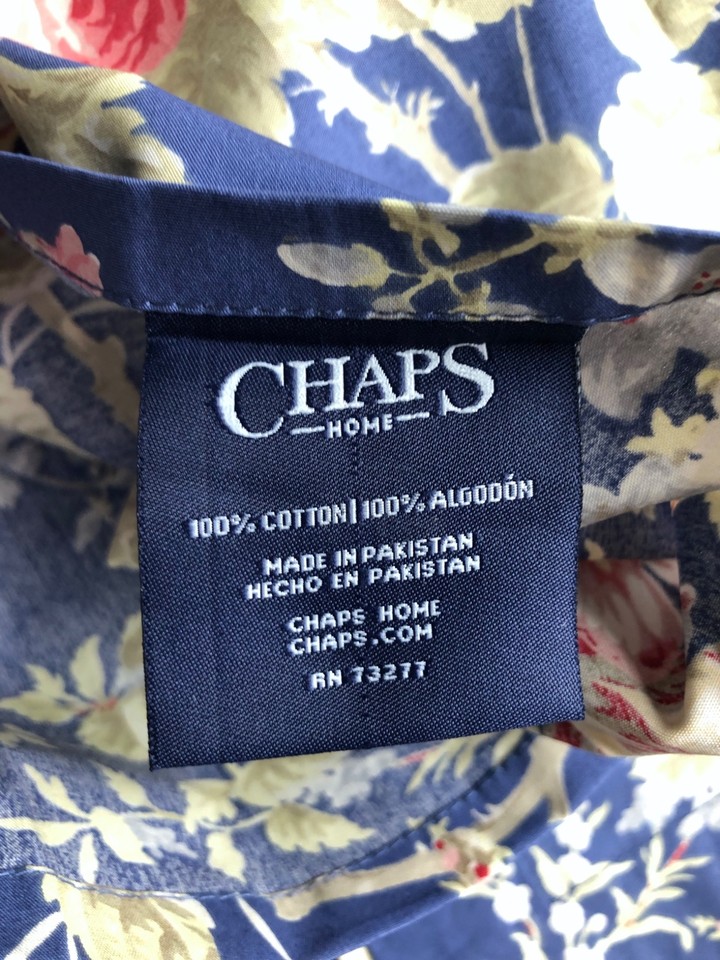 CHAPS HOME RALPH LAUREN LOT 2 COTTON CHINTZ PILLOW SHAMS BLUE FLORAL ...