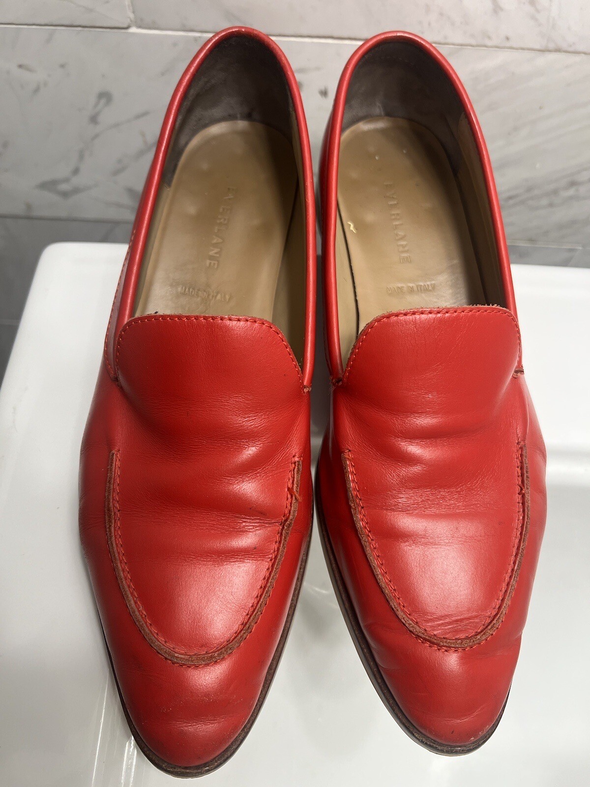 *reinforced - READ: EVERLANE women’s pointy toe red Leather Loafers USA ...