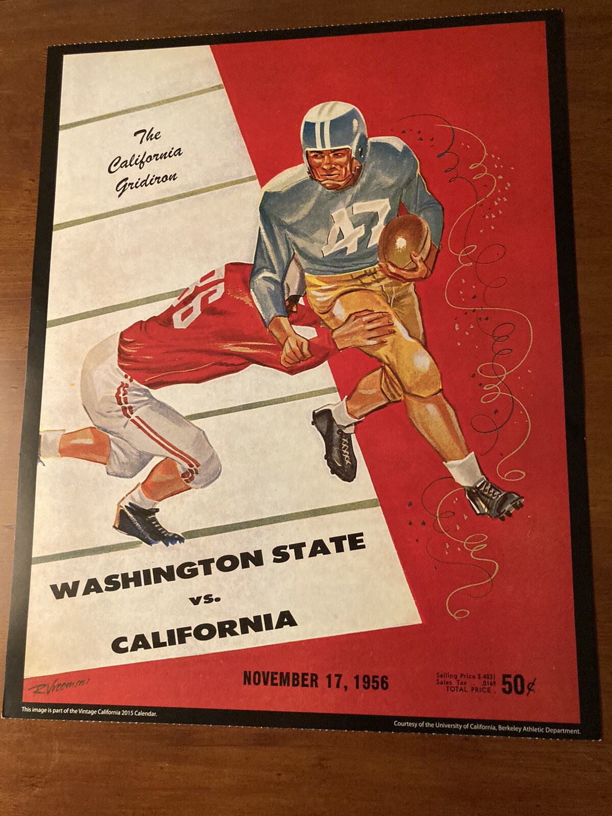 1956 California Vs Washington State Vintage Football Poster - Great For ...