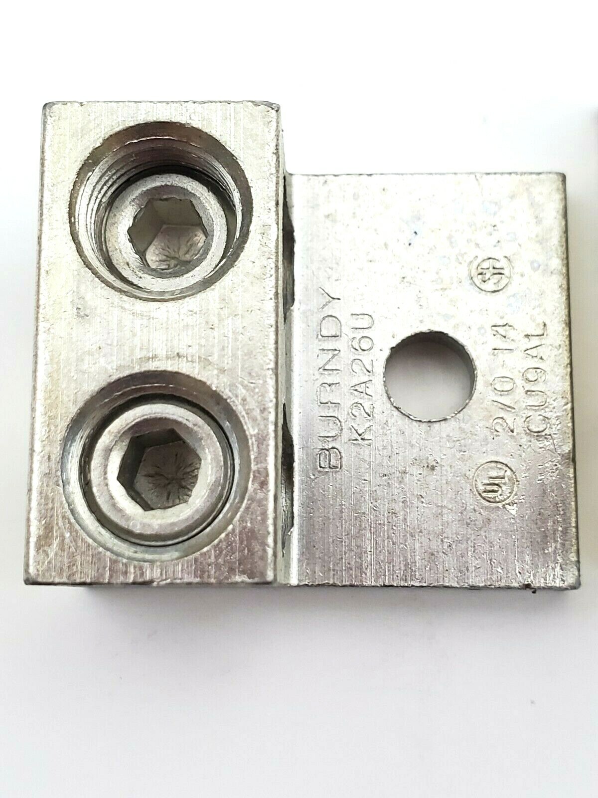 Lot of 2 Burndy K2A26U Double Barrel Mech Lug 2/0-14 AWG 1/4" Hole Dual ...